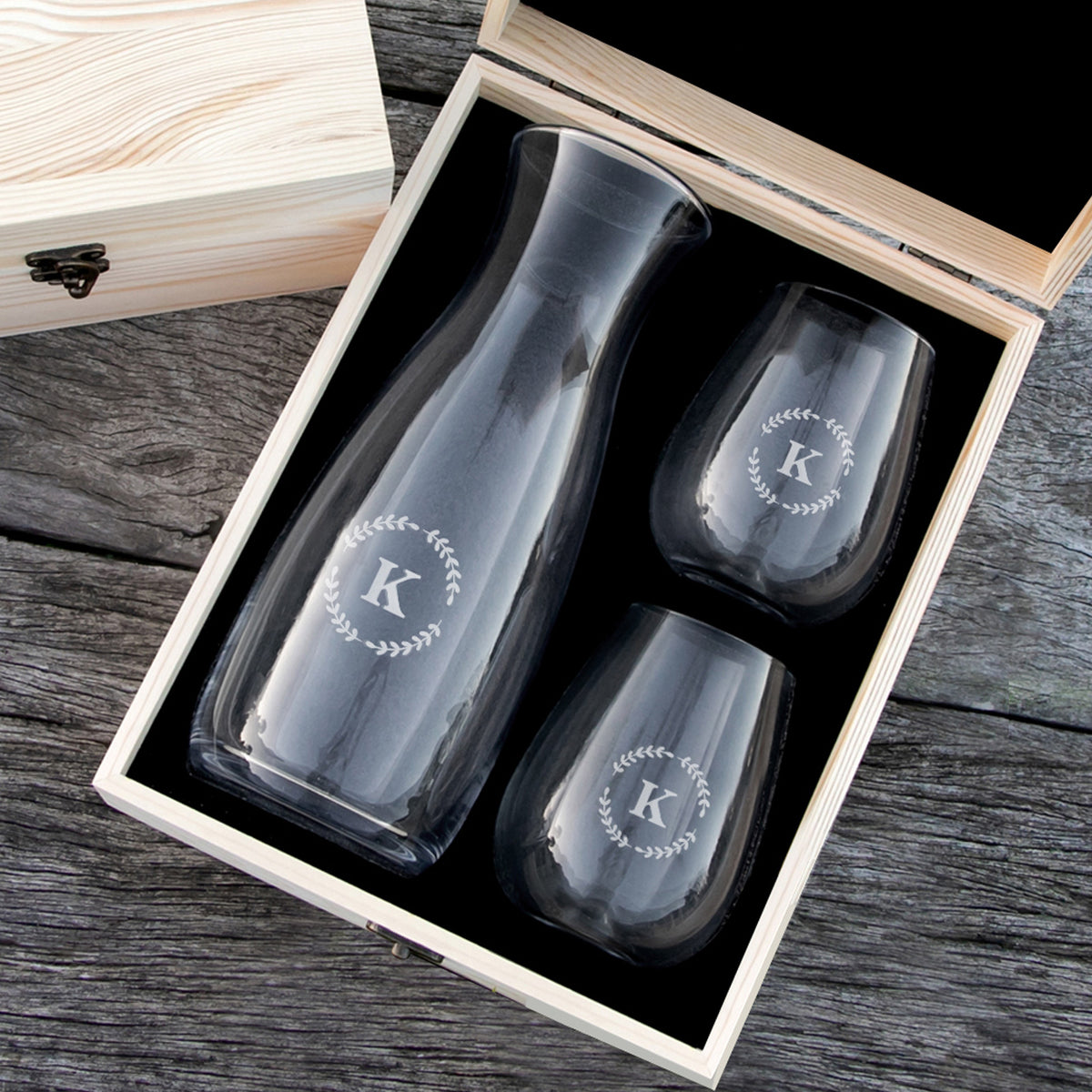 Personalised Wooden Gift Boxed Wine Decanter Set | Personalised Favours