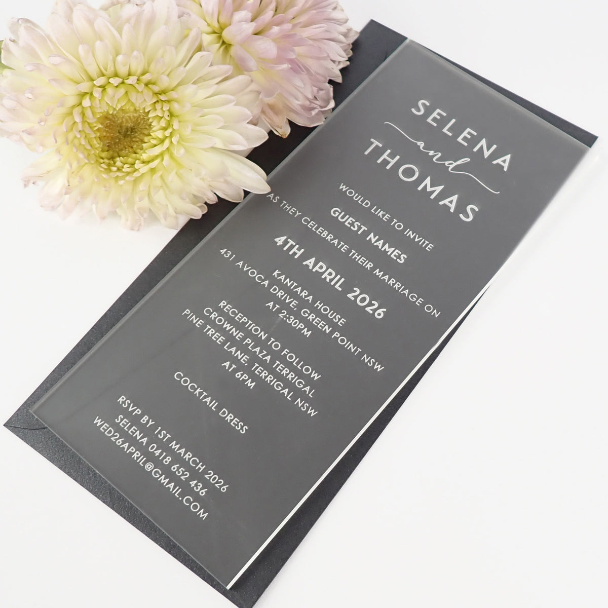 DL Engraved Acrylic Wedding Invitations | Personalised Favours