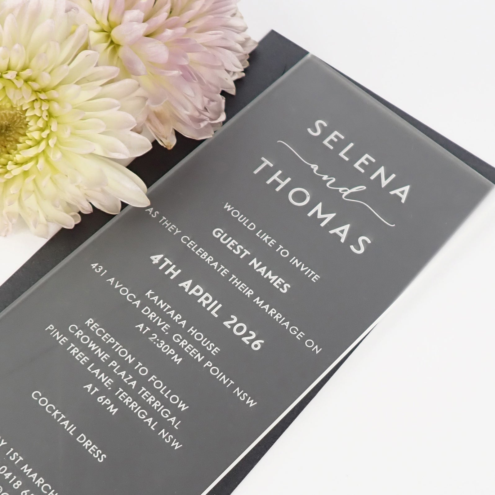 DL Engraved Acrylic Wedding Invitations | Personalised Favours ...
