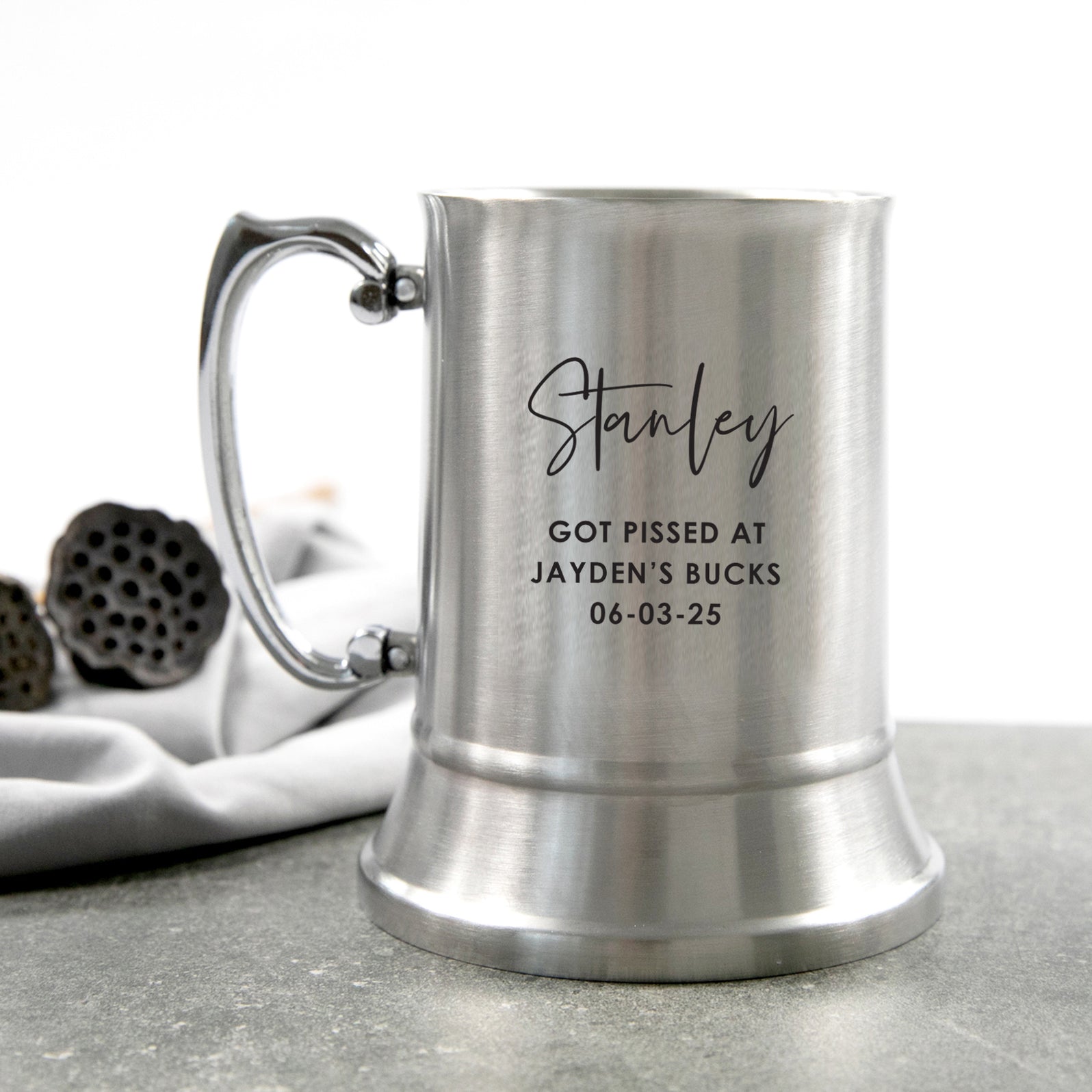 Personalised Buck's Party Metal Beer Mug | Free Delivery – Personalised ...