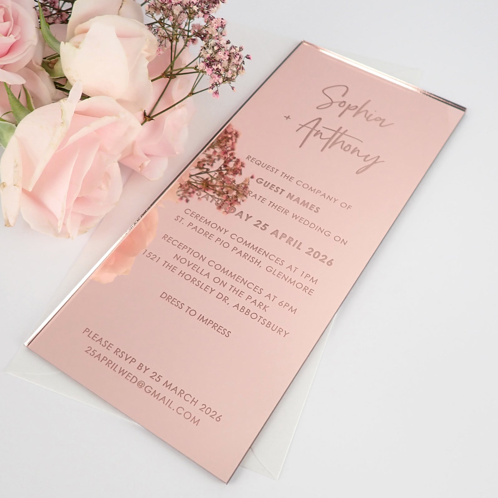 DL Gold & Silver Acrylic Wedding Invitations | Personalised Favours