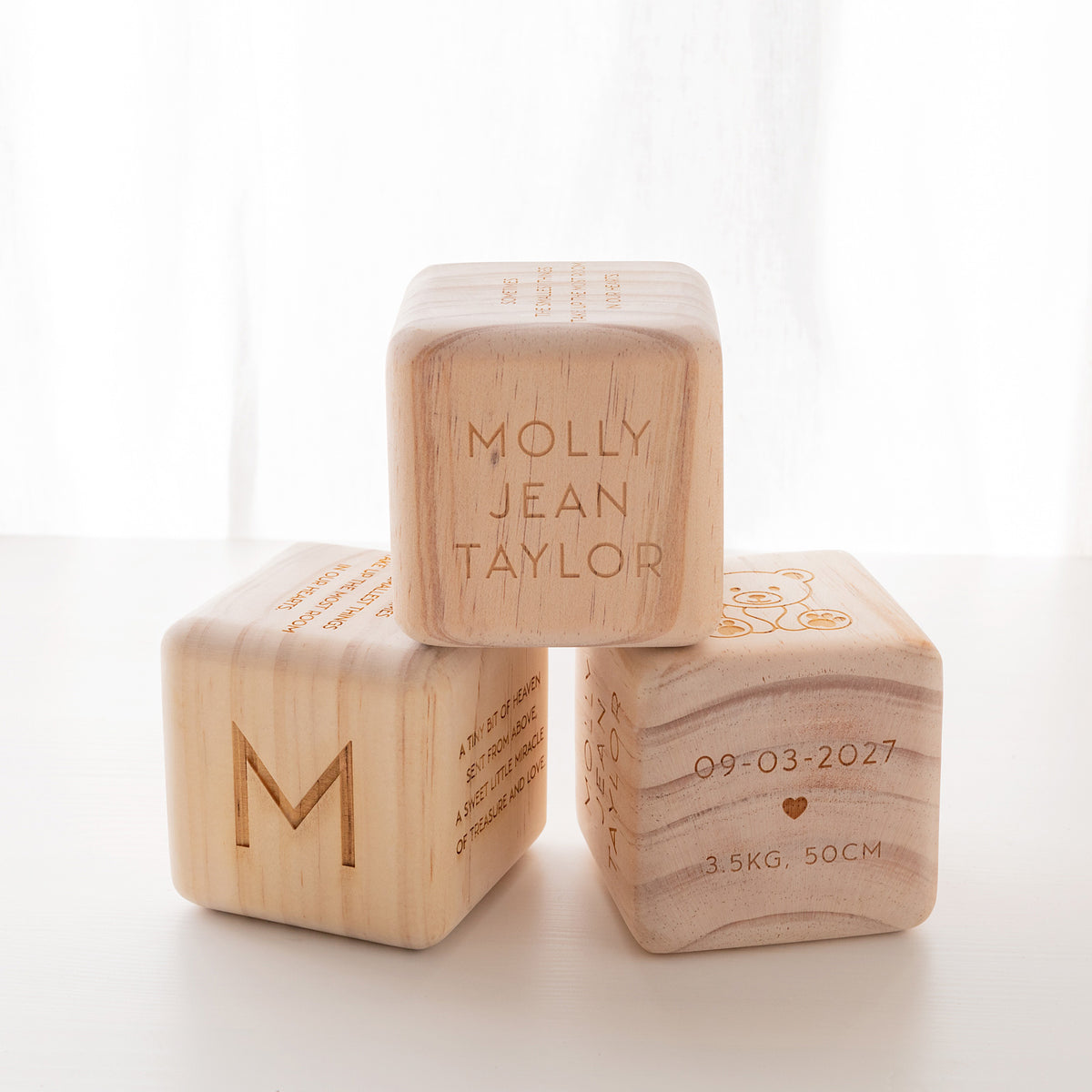 Engraved Wooden Baby Block Keepsake | Newborn Gift Ideas – Personalised ...