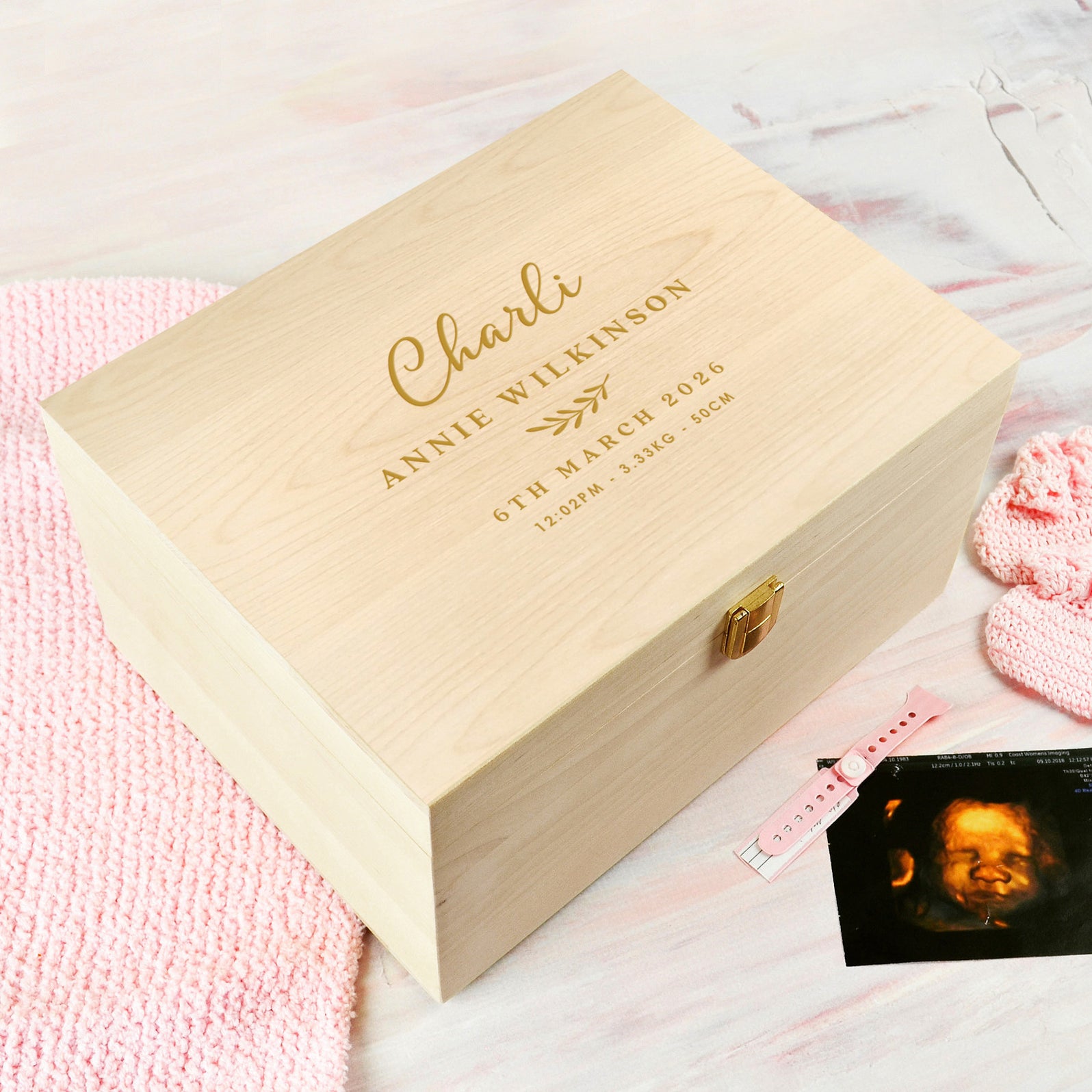 Engraved Wooden Baby Birth Christening Memory Box | Personalised Favours