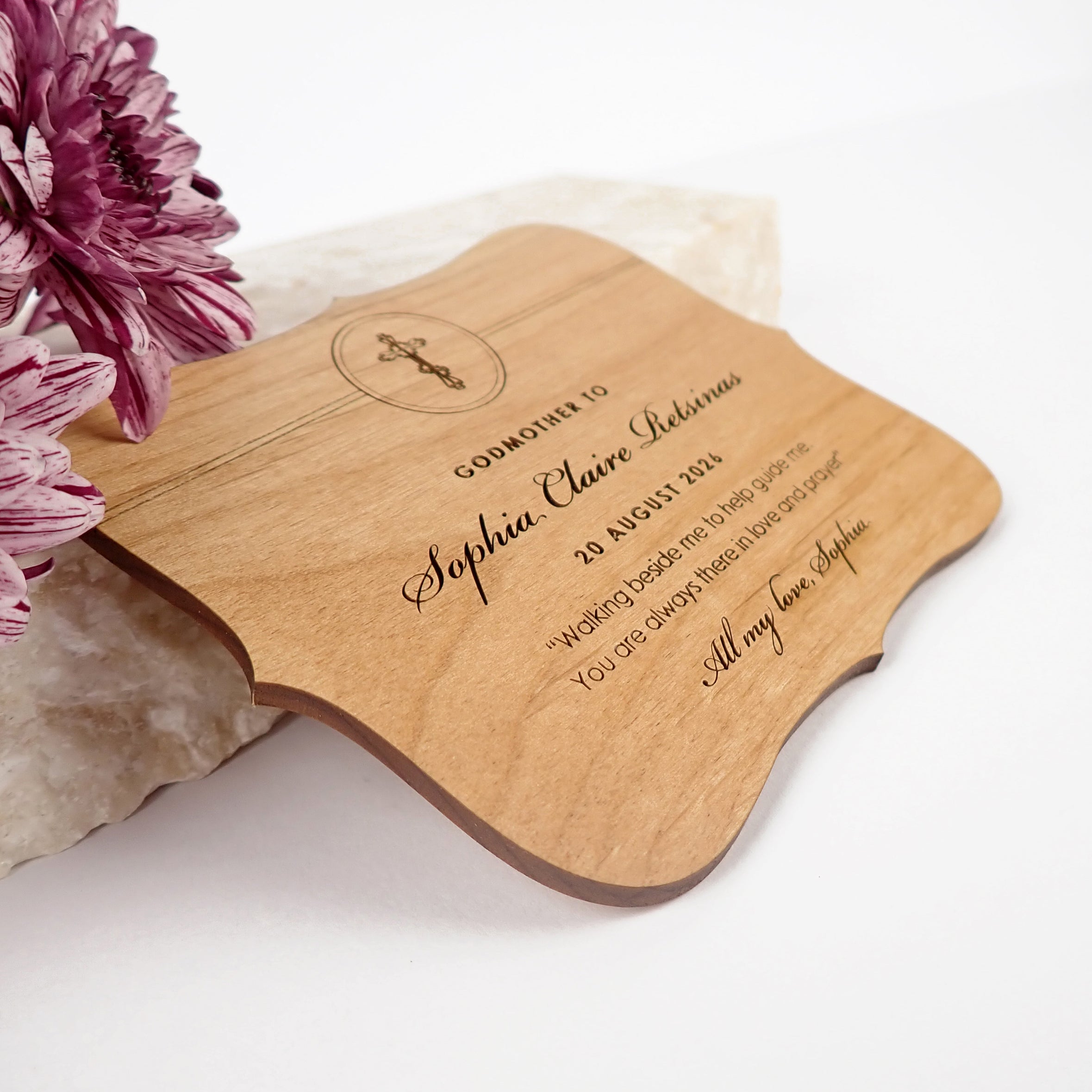 Engraved Godparent Wooden Magnetic Plaque | Personalised Favours