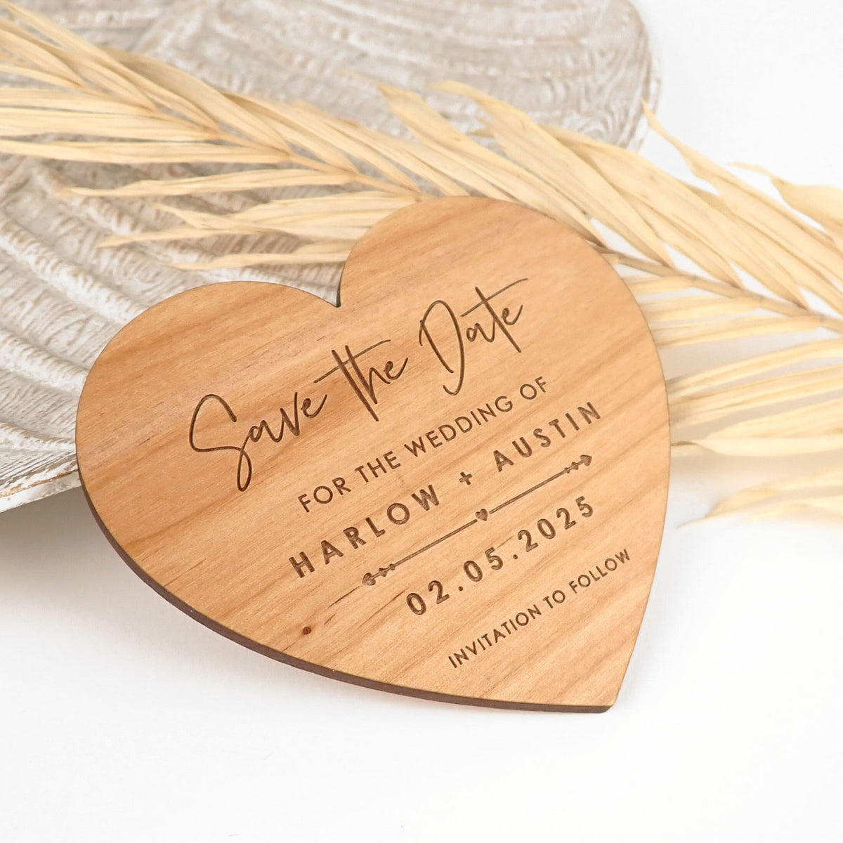 Engraved Wooden Heart 'Save the Date' | Personalised Favours ...