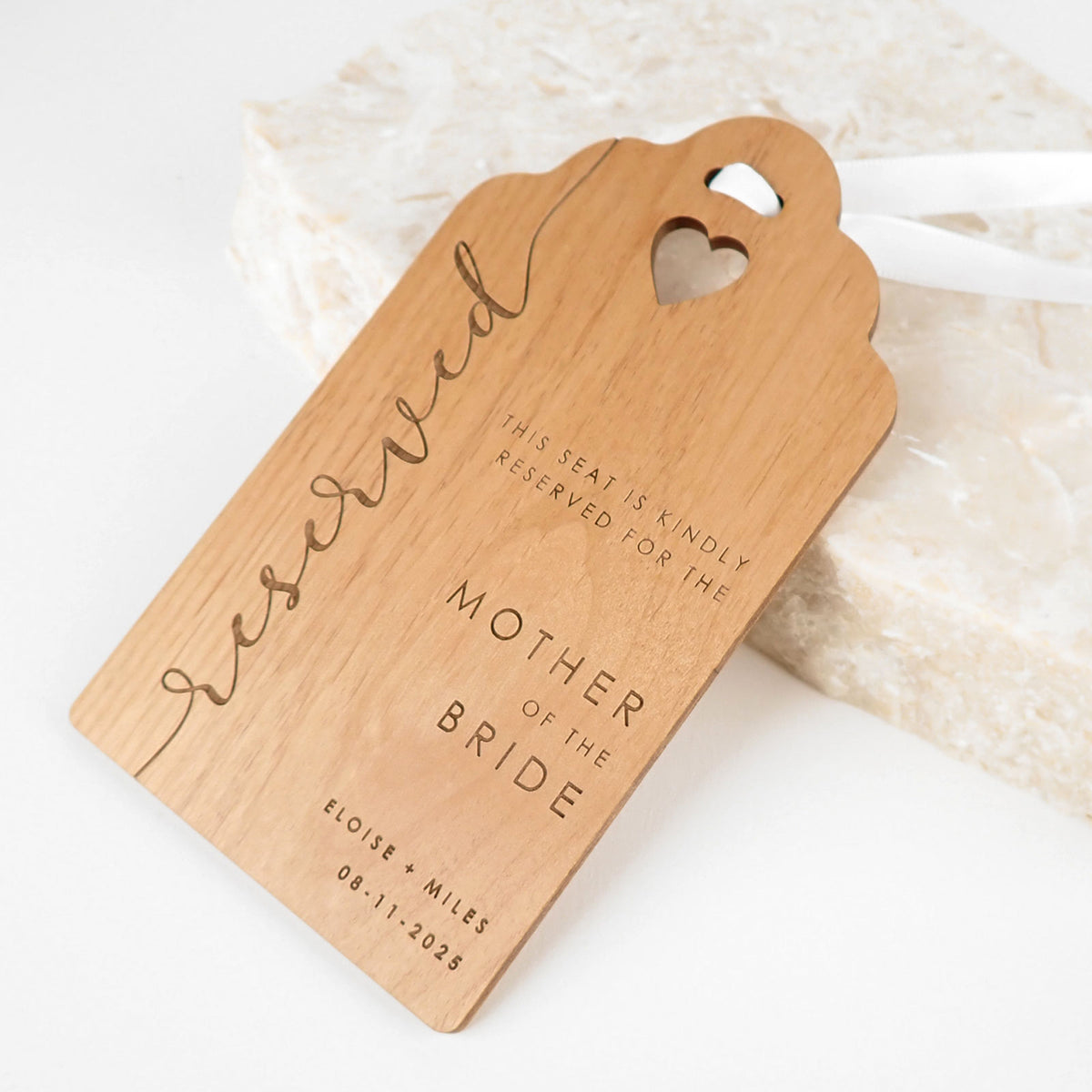 Engraved Wooden Reserved Seat Sign | Personalised Favours