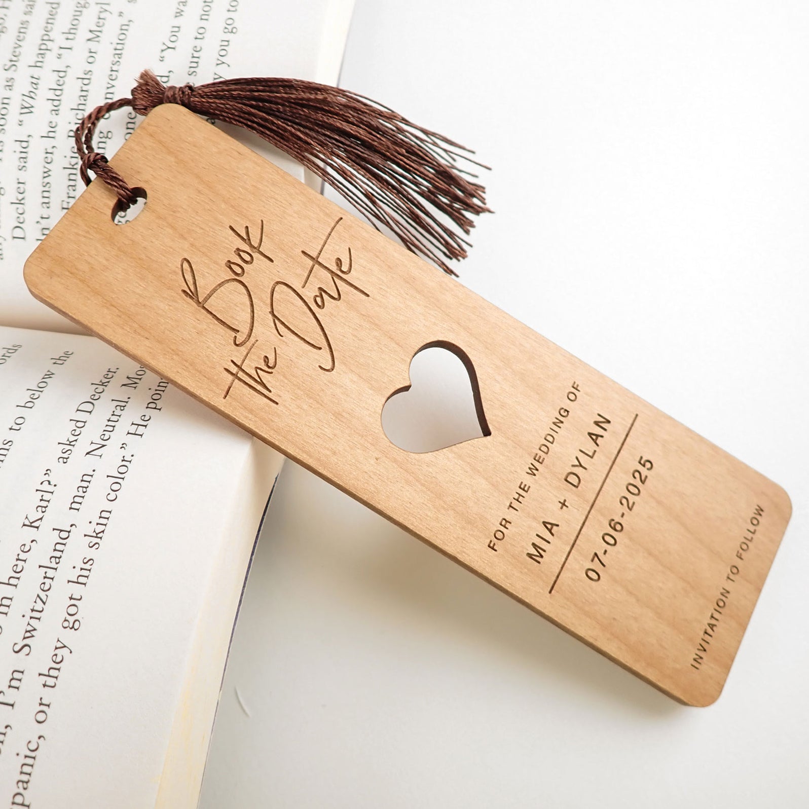 Wooden Save The Date Bookmark | Personalised Favours