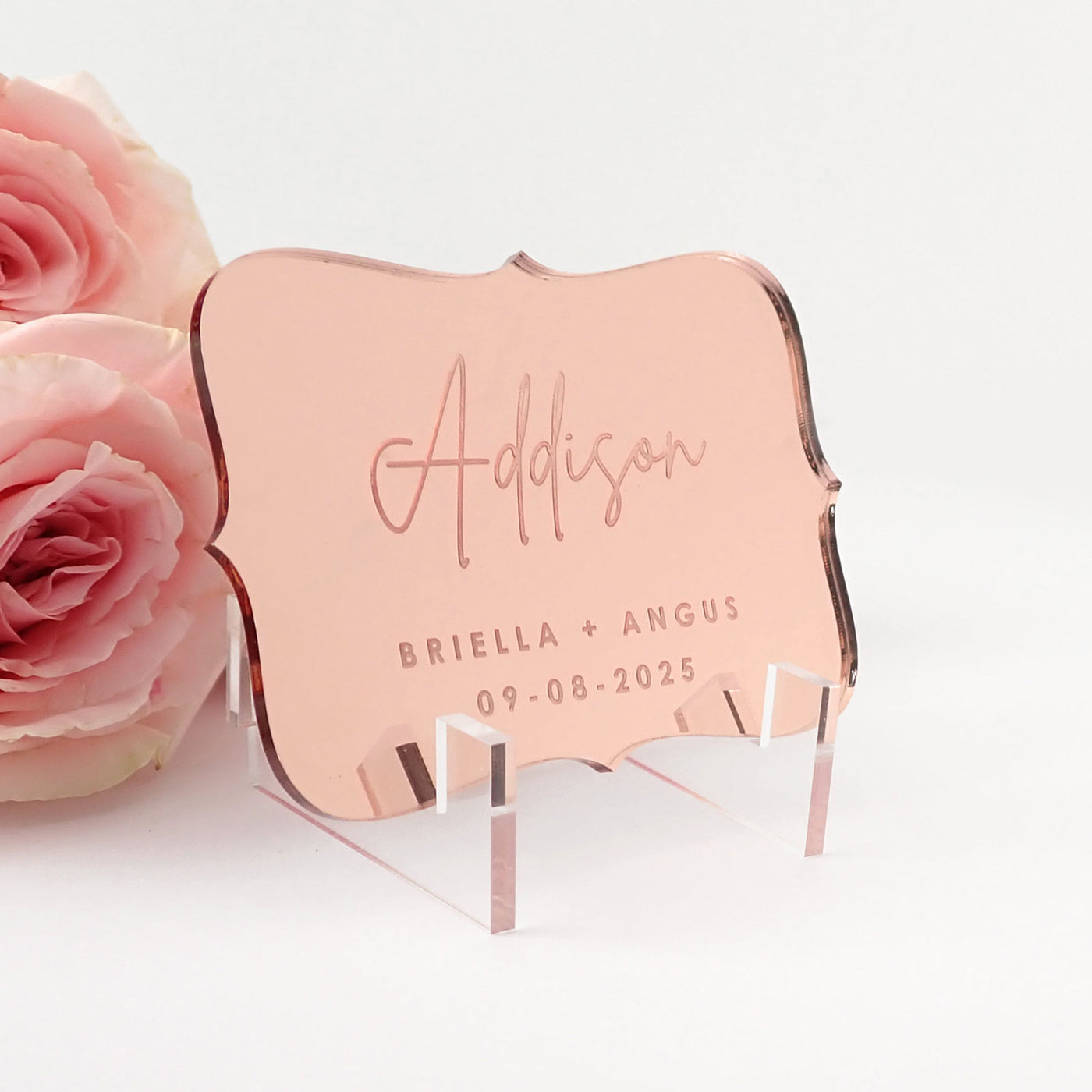 Engraved Acrylic Gold & Silver Place Cards | Personalised Favours