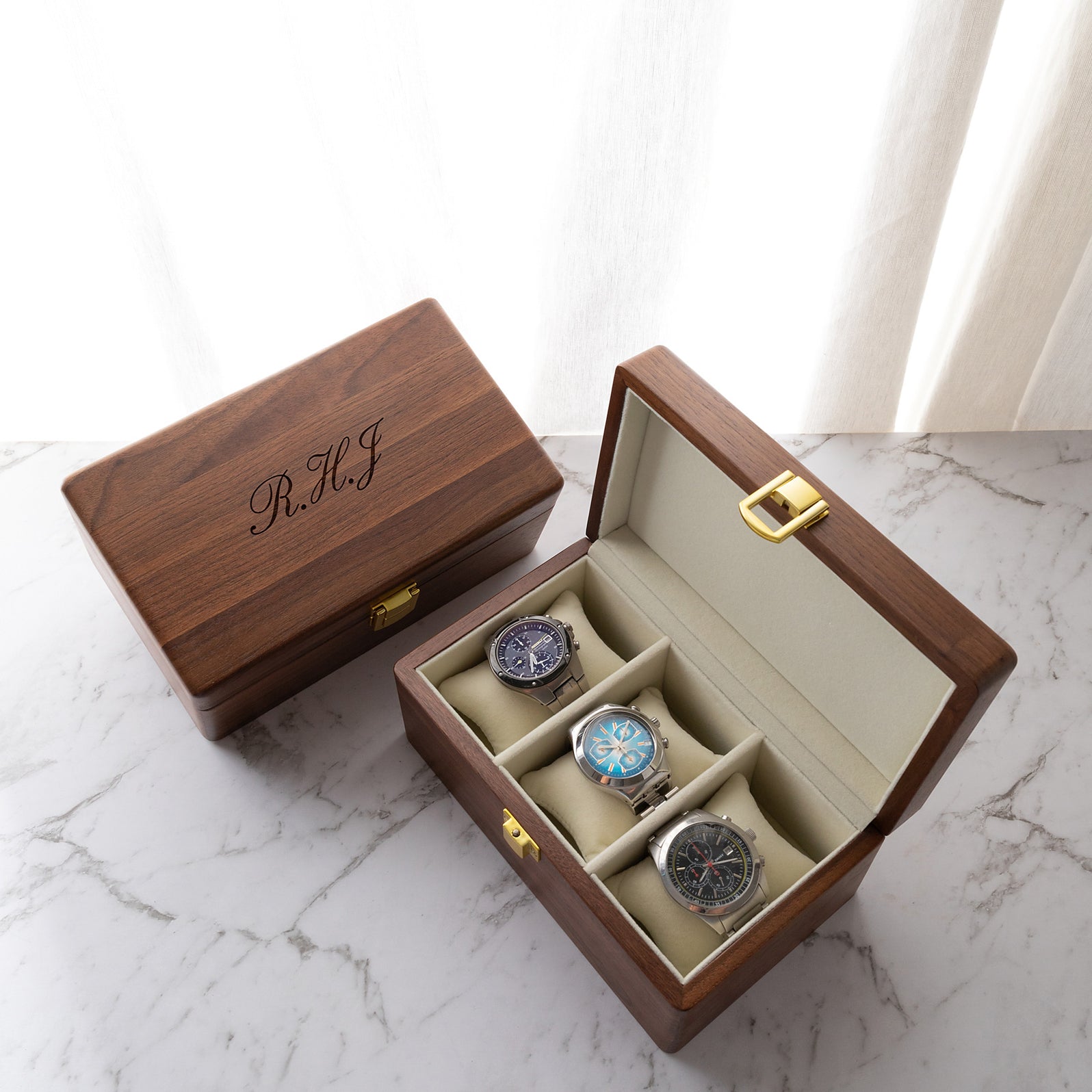 Personalised Walnut Watch Box Gift | Unique Personalised Gift