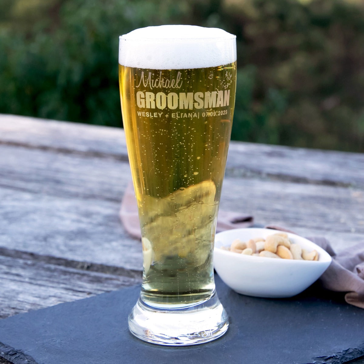 Groomsman Engraved Wedding 425ml Beer Glass | Personalised Favours ...