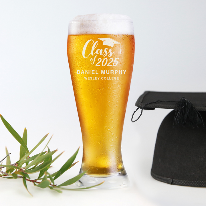 Engraved Graduation Schooner Beer Glass | Personalised Favours