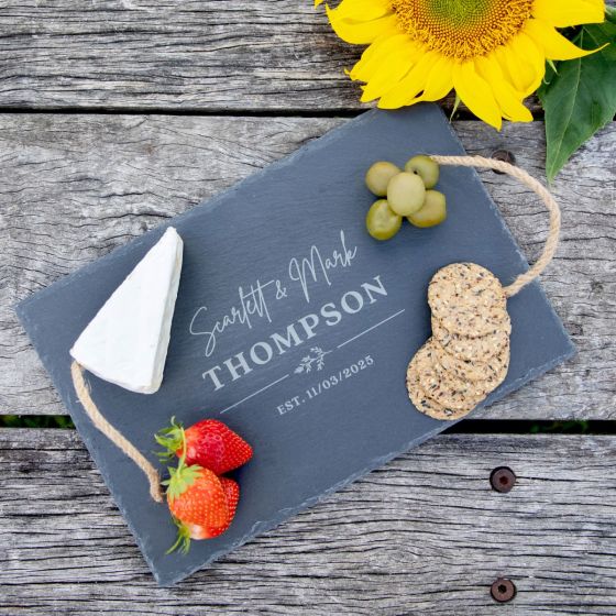 Engraved Rectangle Wedding Slate Cheese Board | Personalised Favours