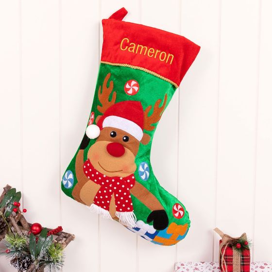 Personalised Reindeer Christmas Stocking | Personalised Favours