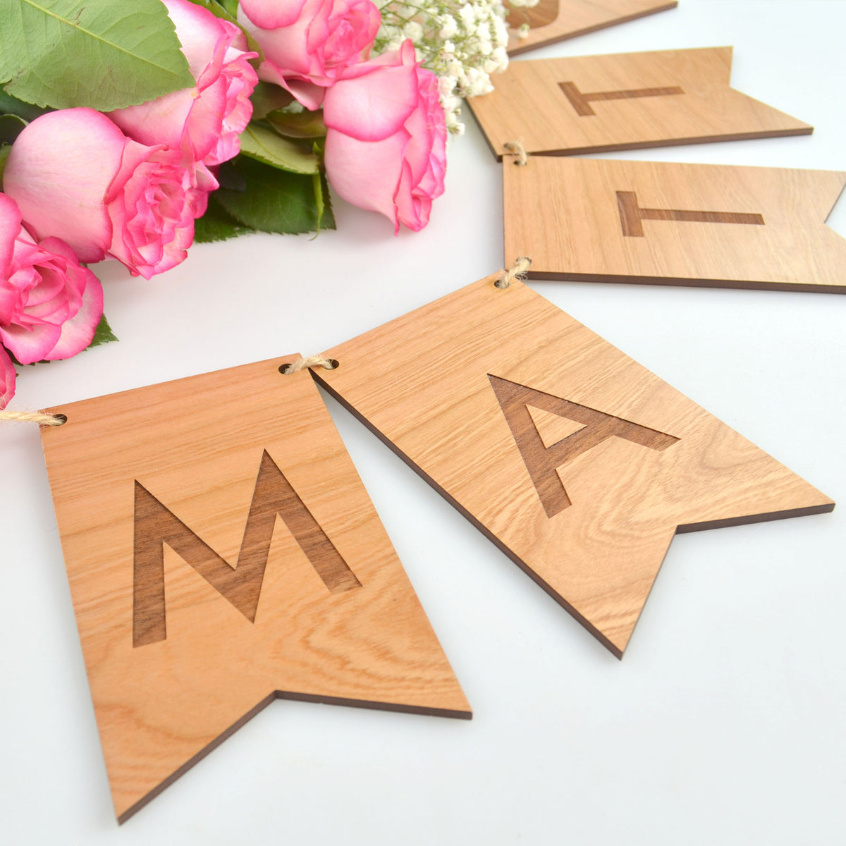Personalised Wooden Wedding Bunting | Personalised Favours ...