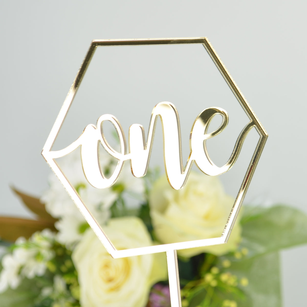 Acrylic Hexagon Birthday Cake Topper | Personalised Favours