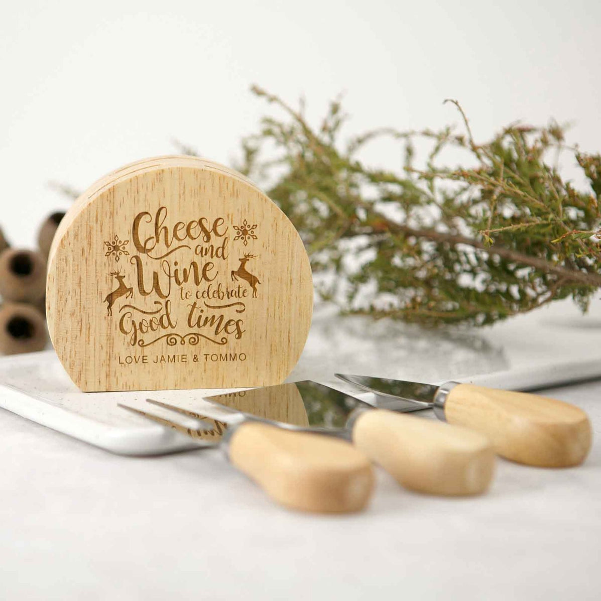 Engraved Christmas 3 Piece Cheese Block Knife Set | Personalised ...