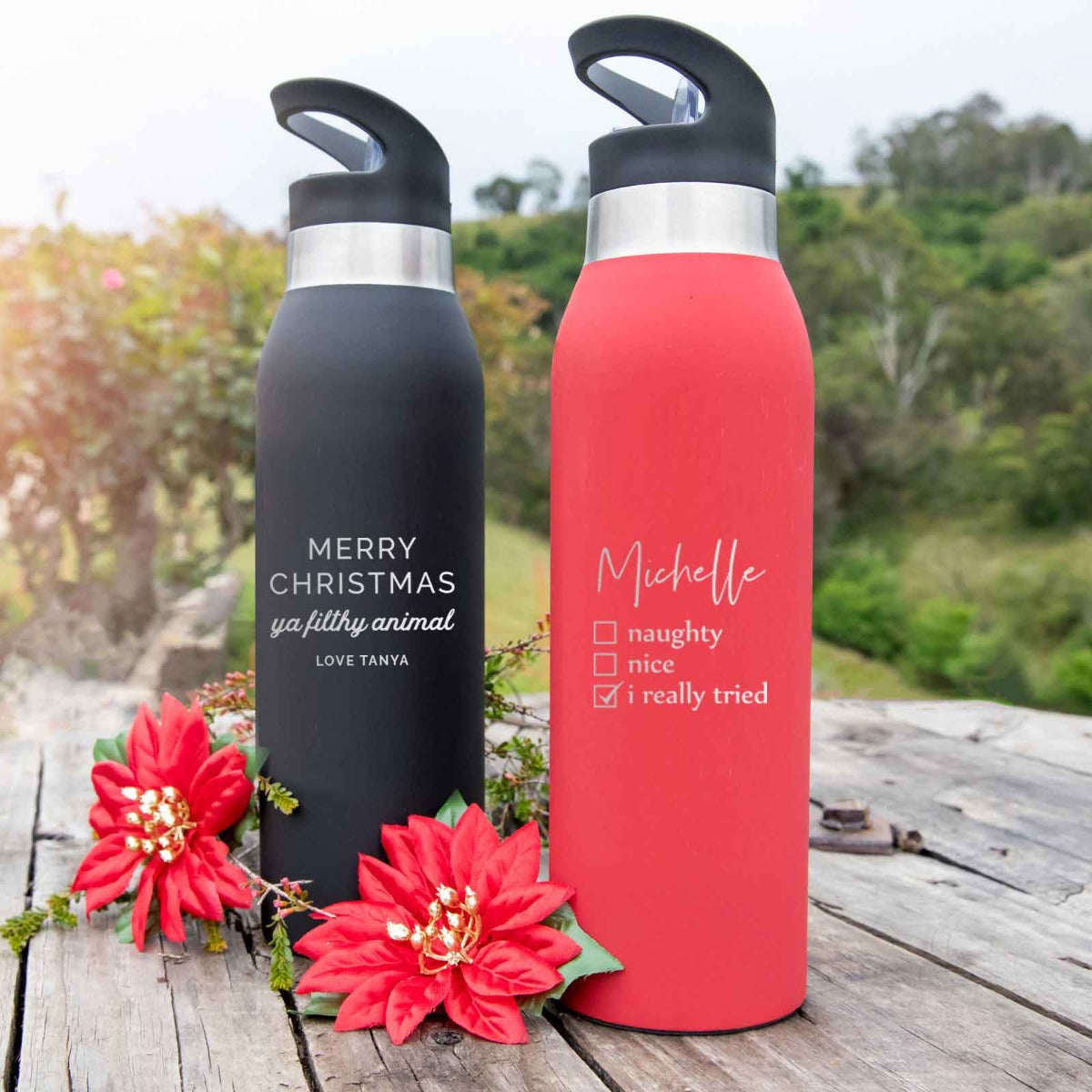 Christmas Engraved Stainless Steel Thermo Sports Drink Bottles ...