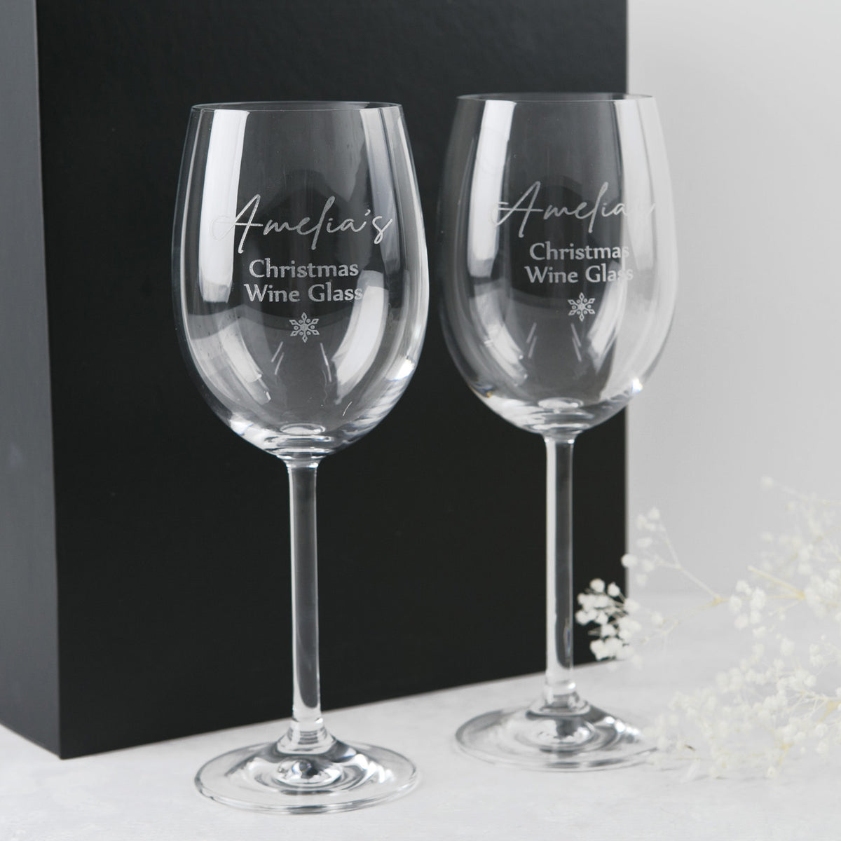 Engraved Gift Boxed Christmas Twin Wine Glasses | Personalised Favours ...