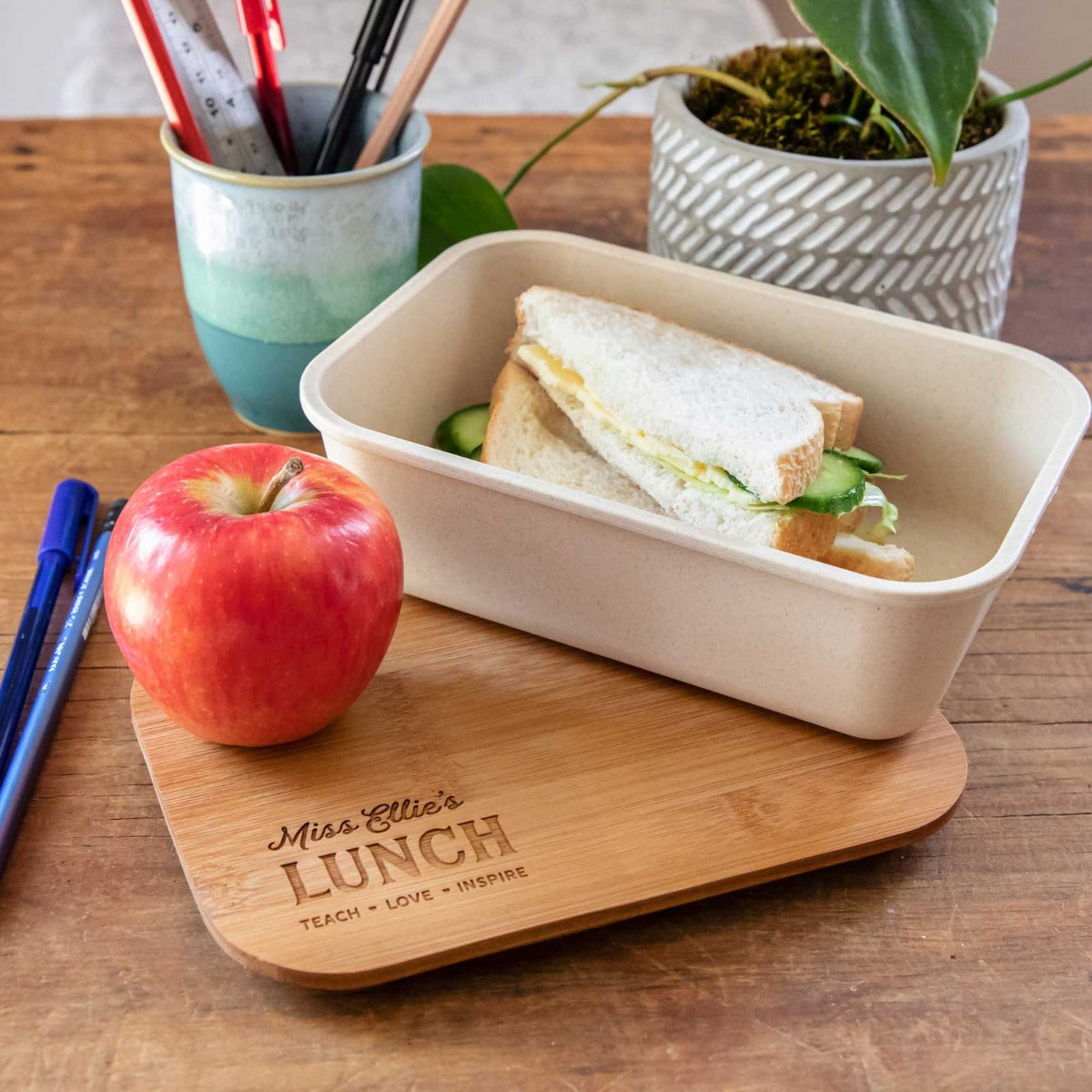 Teacher's Engraved Bamboo Lid Lunchbox | Personalised Favours