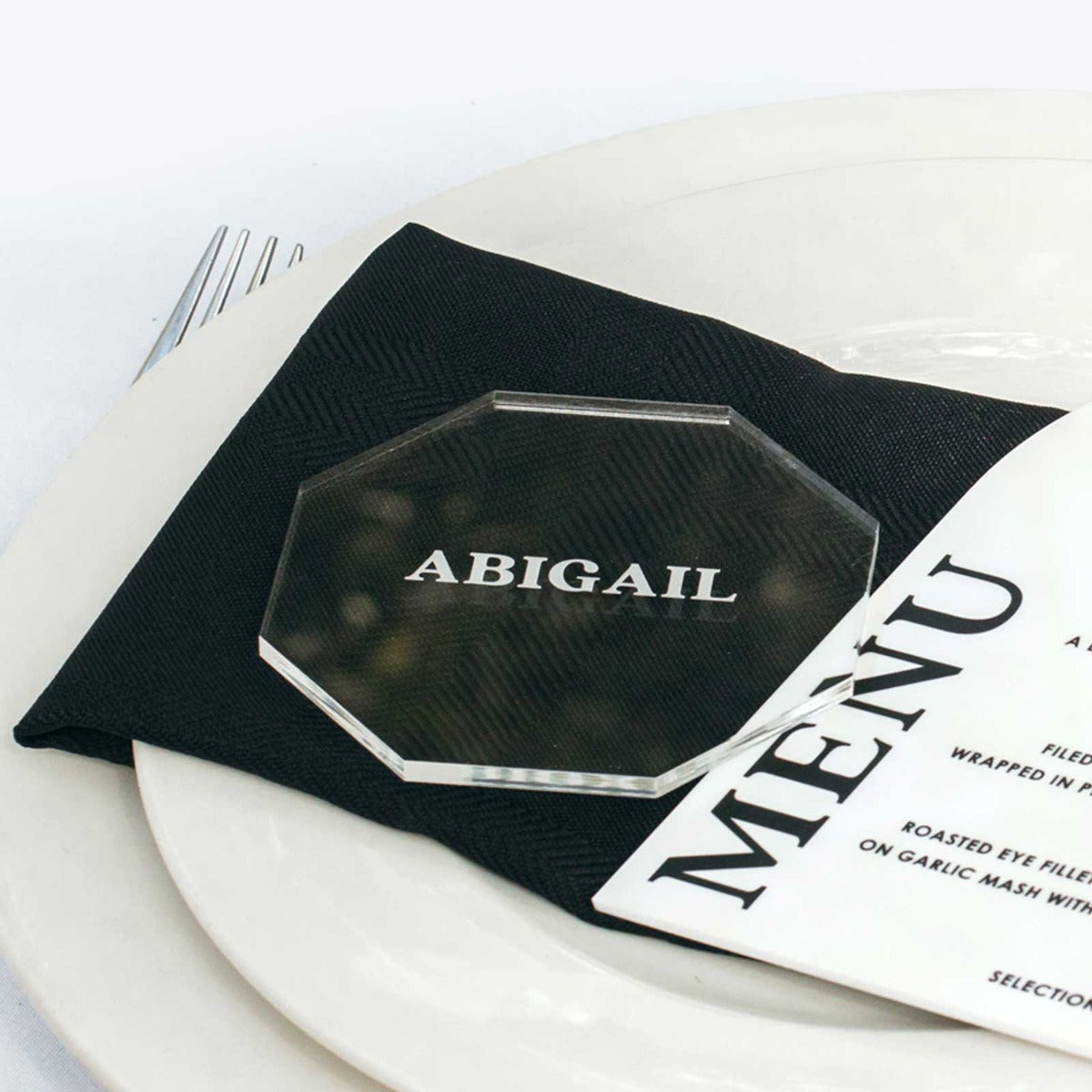 Engraved 6mm Clear Acrylic Place Card | Unique Wedding Place Card ...