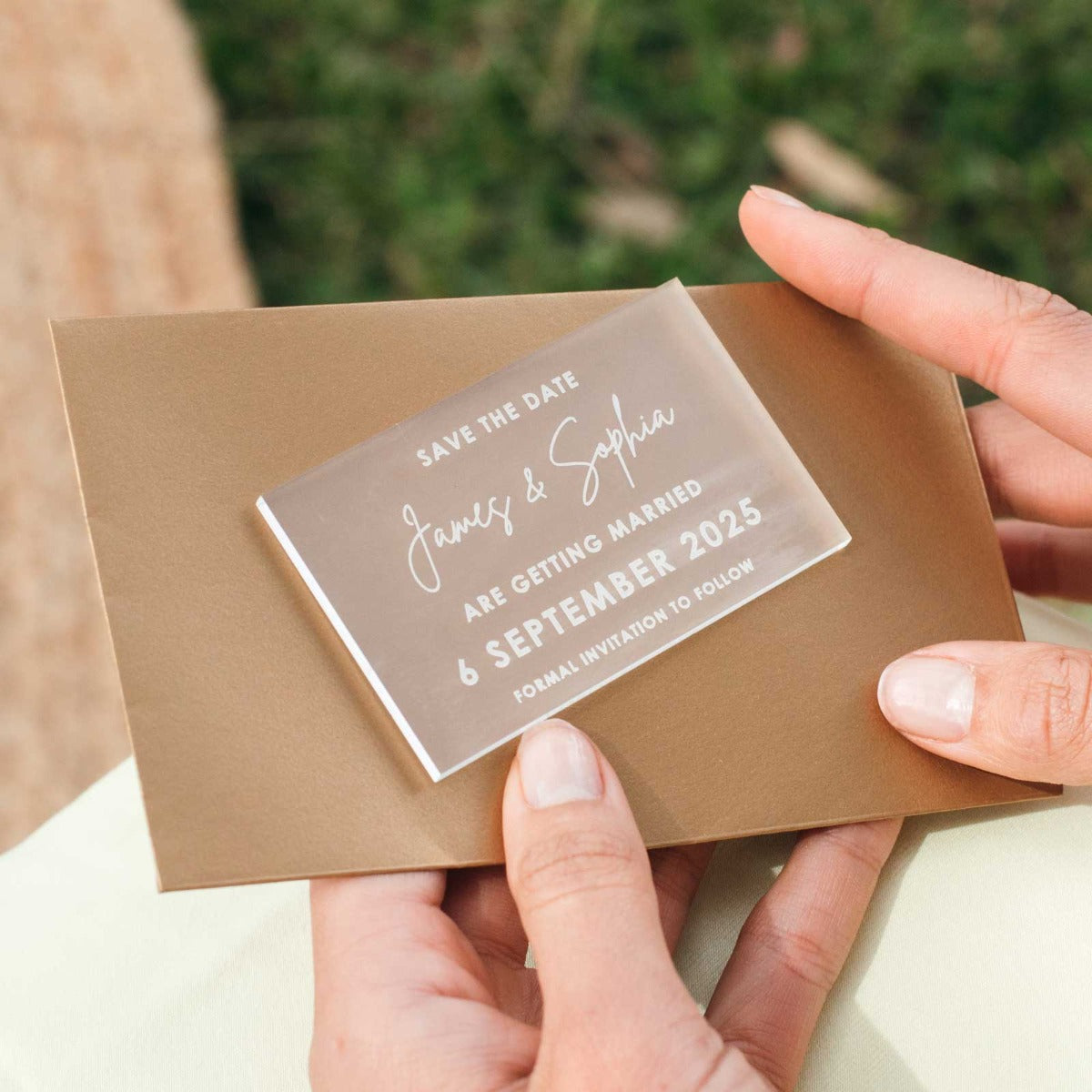 Wedding Engraved Frosted Acrylic Rectangle Save the Date | Personalised ...