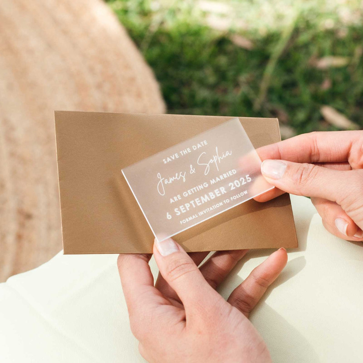 Wedding Engraved Frosted Acrylic Rectangle Save the Date | Personalised ...