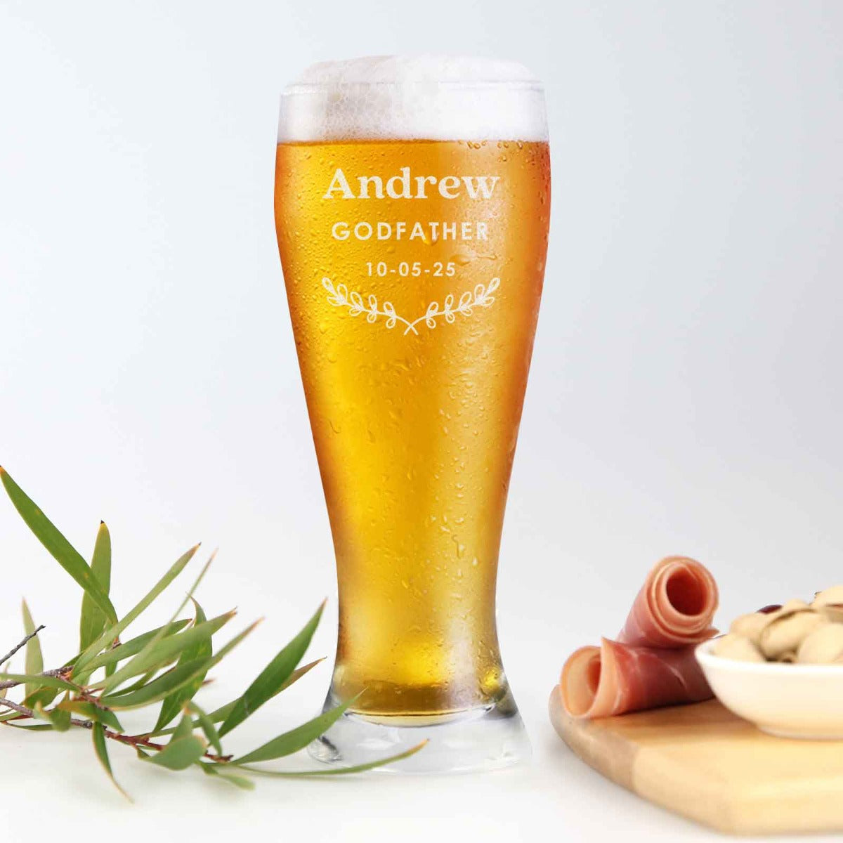 Engraved Godparents Beer Schooner Glass | Personalised Favours