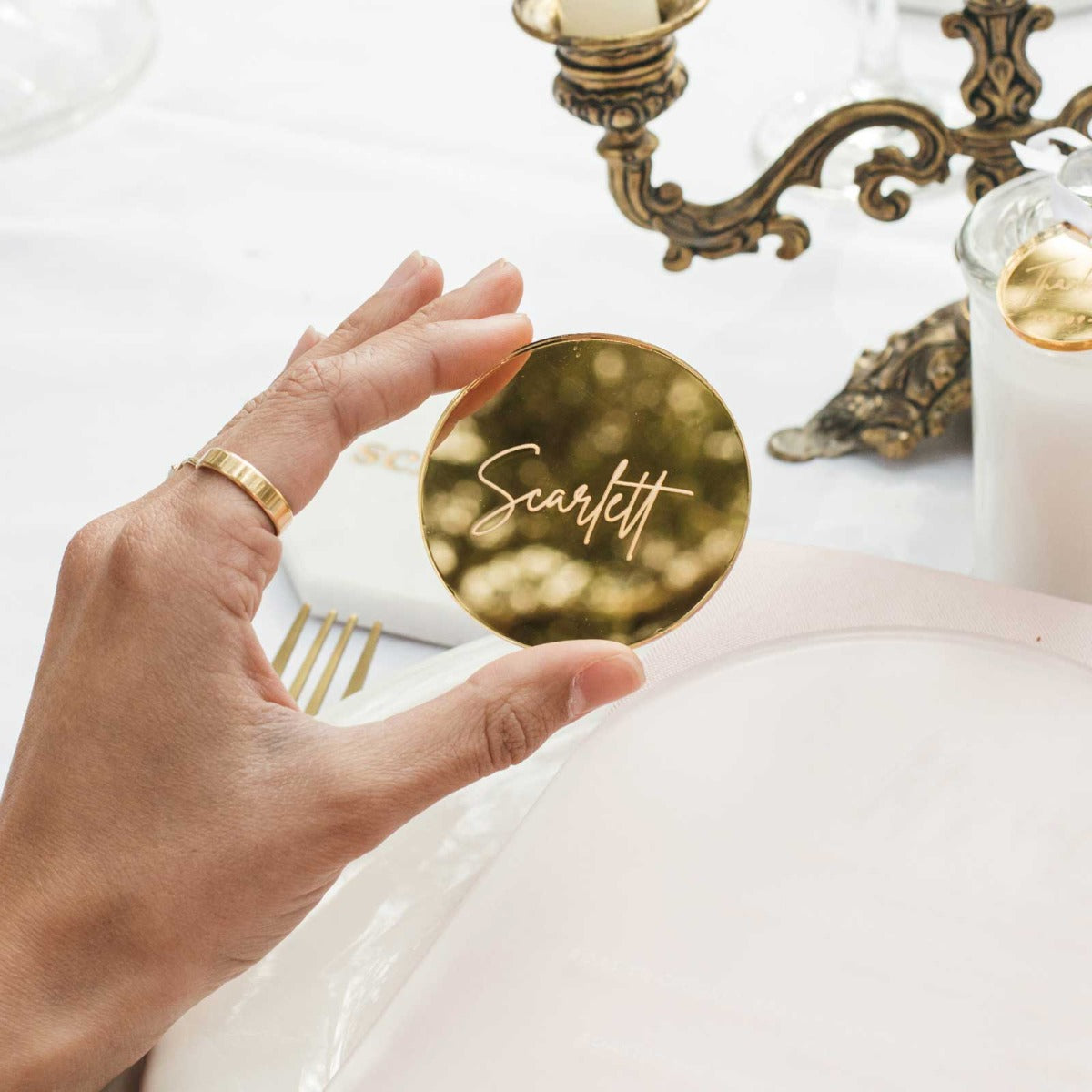 Mirror Gold Acrylic Wedding Place Card | Unique Wedding Decoration