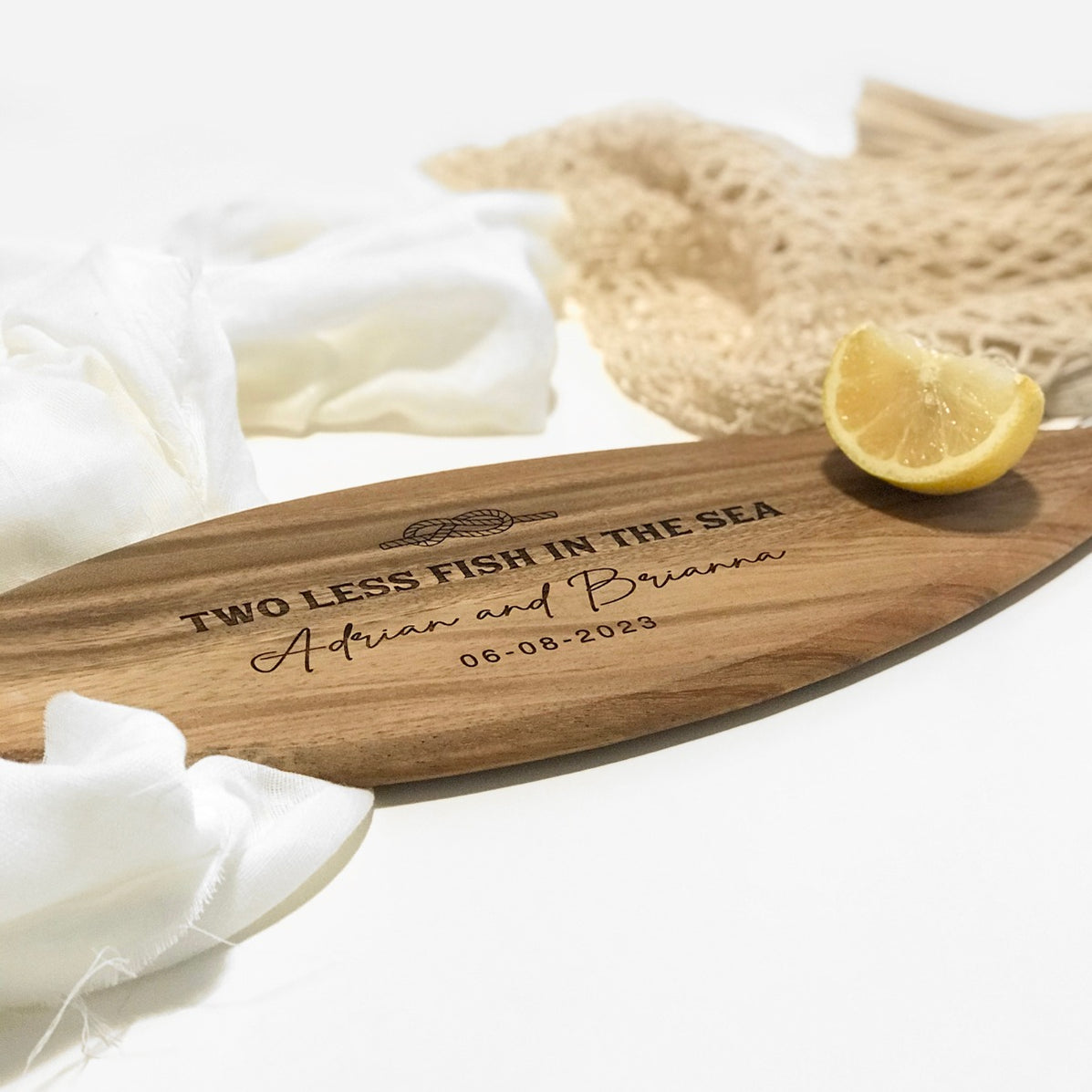 Engraved Wedding Fish Shaped Serving Board | Personalised Favours