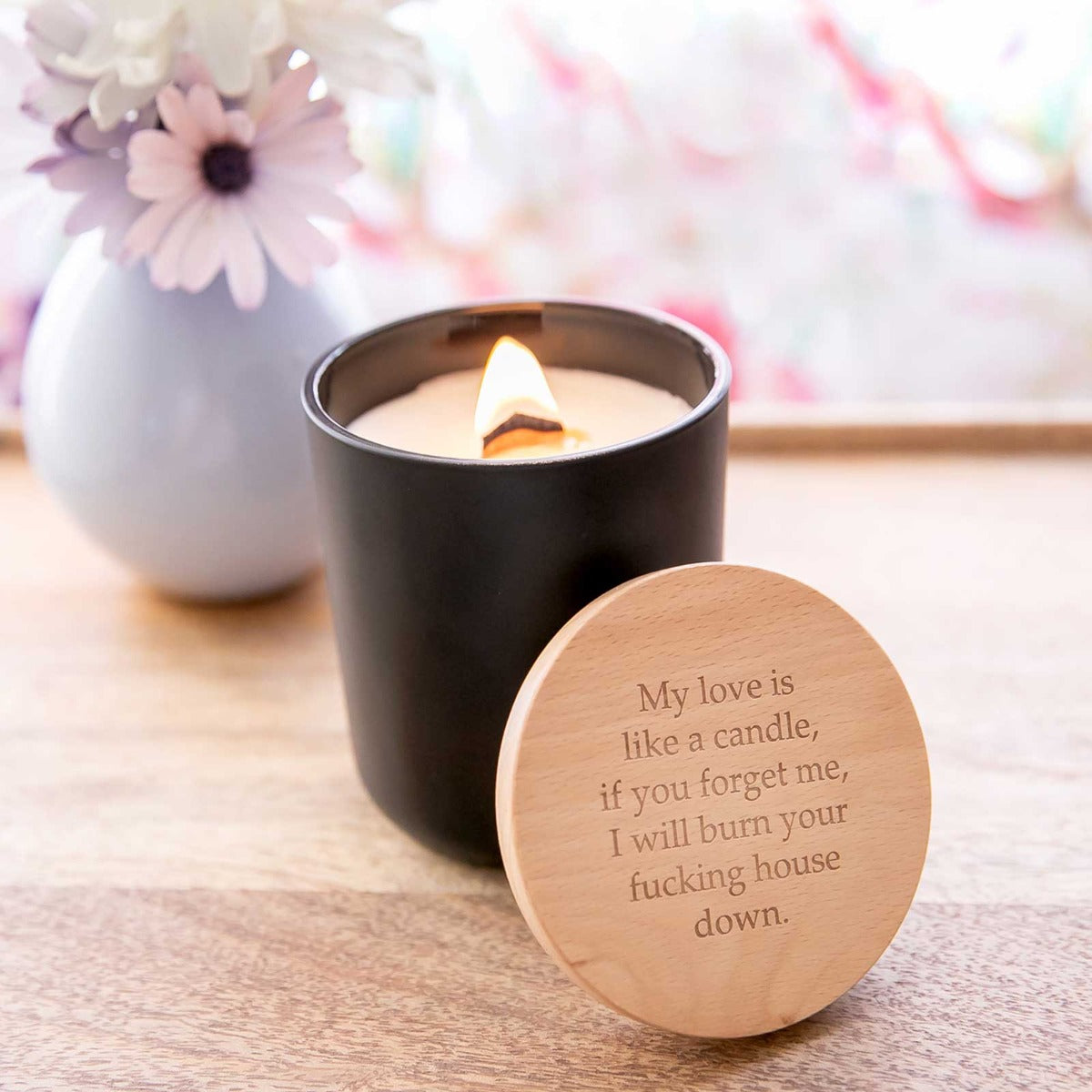 Inappropriate Engraved Black Candle Gift | Personalised Favours