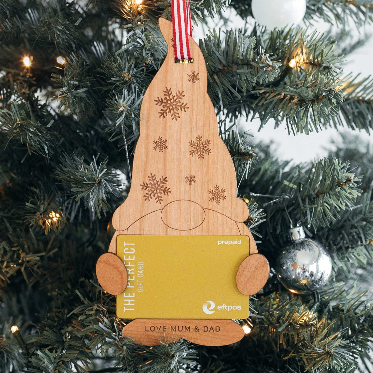 Engraved Wooden Gnome Gift Card Holder Christmas Decoration ...