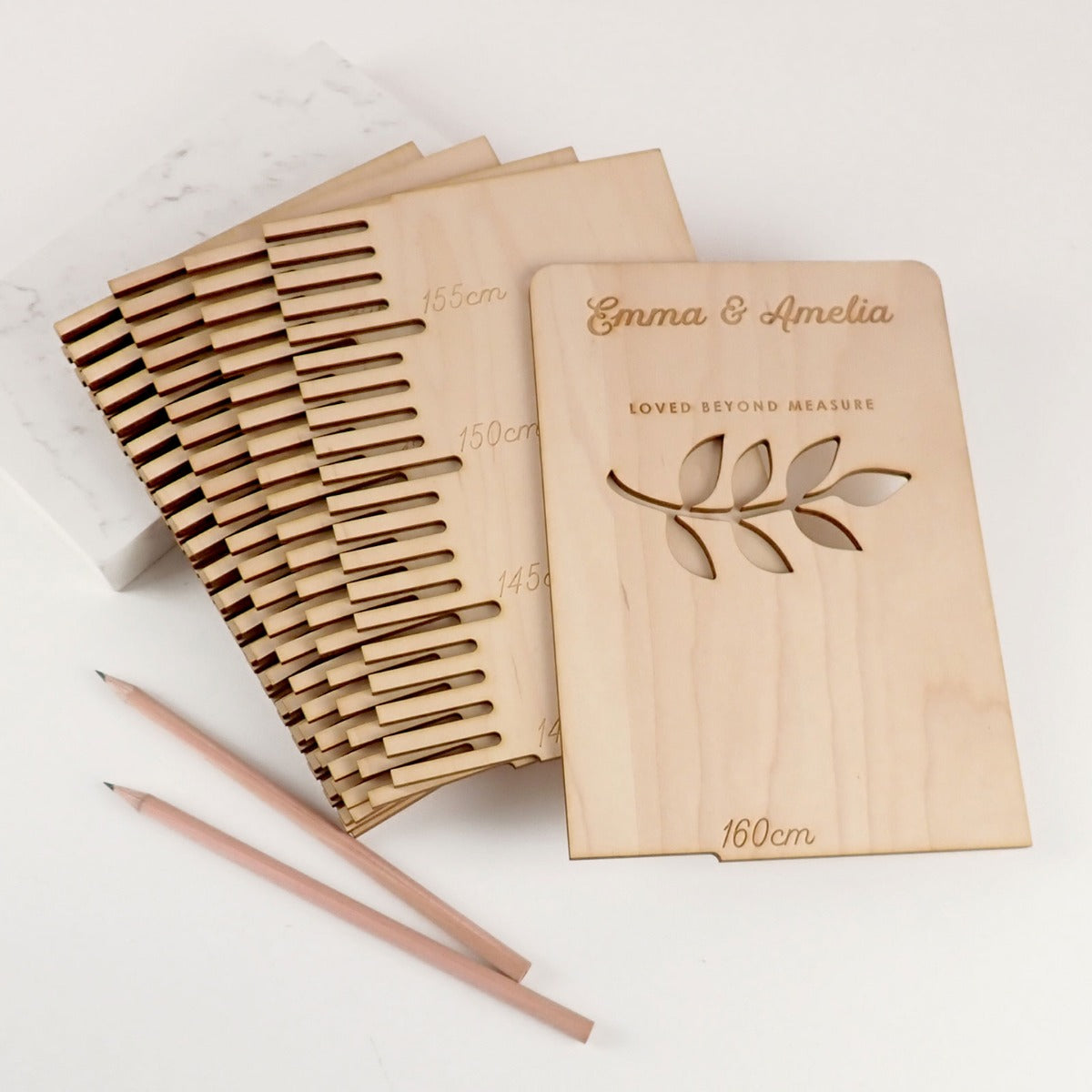 Engraved Wooden Beyond Measure Height Chart with Pencils | Personalised ...
