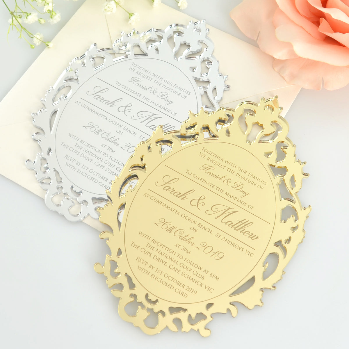 Engraved Acrylic Regal Wedding Invitations | Personalised Favours ...