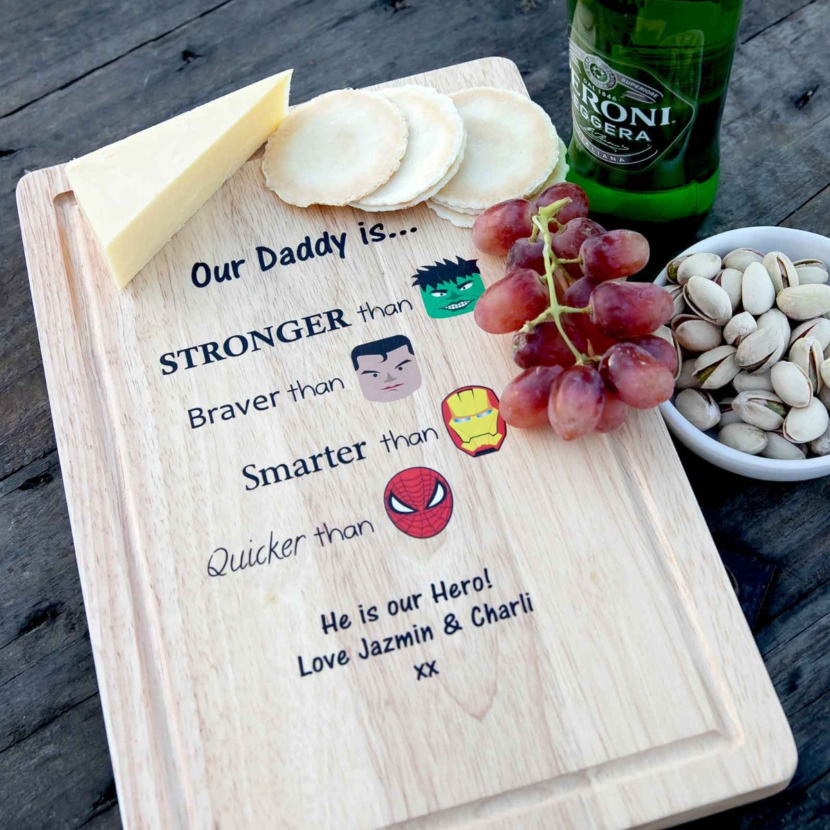 Father's Day Superhero Wooden Serving Board | Personalised Favours ...