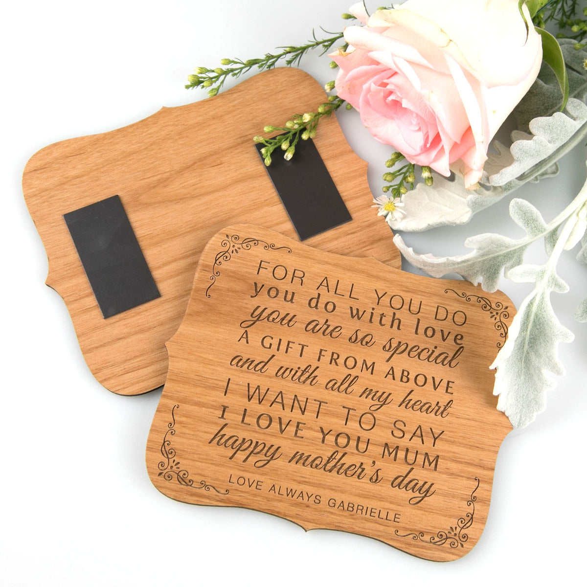 Engraved Wooden Mother's Day Magnetic Plaque | Personalised Favours