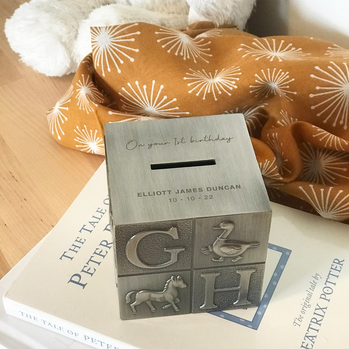 Engraved Alphabet Cube Money Box | Personalised Favours