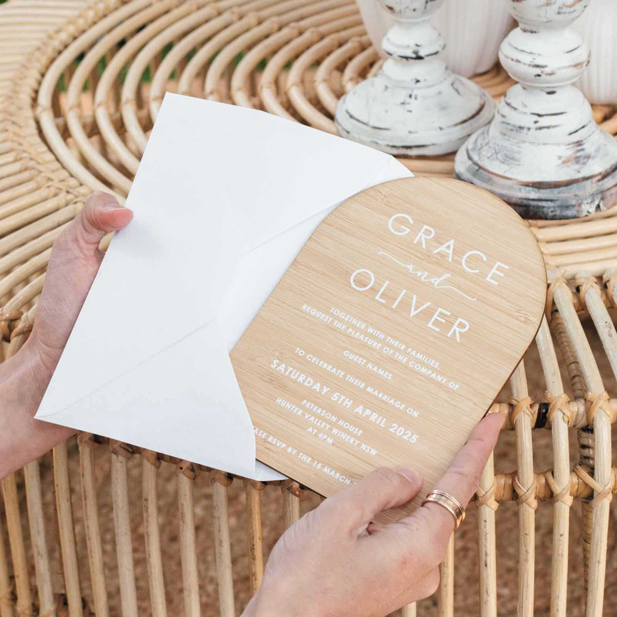 Wedding Printed Bamboo Arch Invitations | Personalised Favours