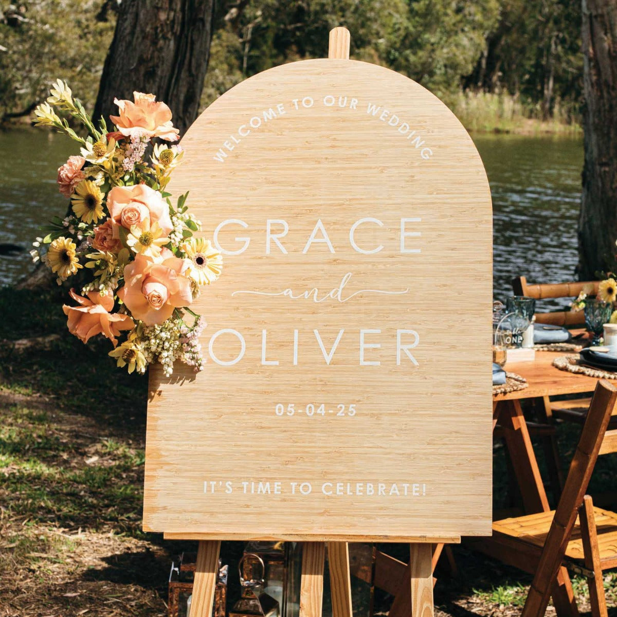 Wedding Printed Bamboo Arch Welcome Sign | Personalised Favours