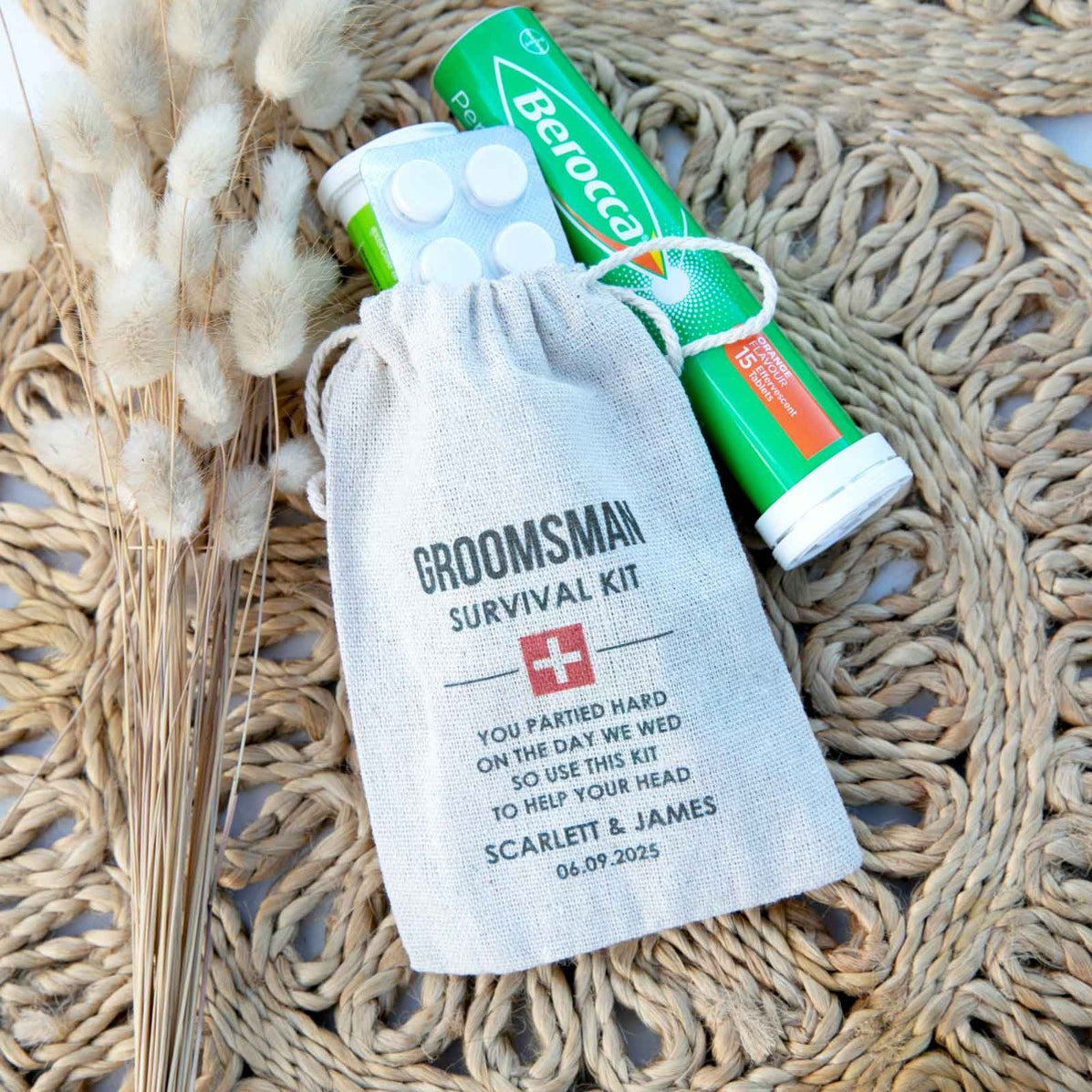 Printed Wedding Bridal Party Hangover Kit | Personalised Favours ...