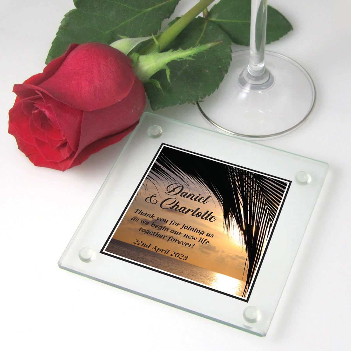 Photographic Printed Wedding Glass Coasters - Wedding Favours ...