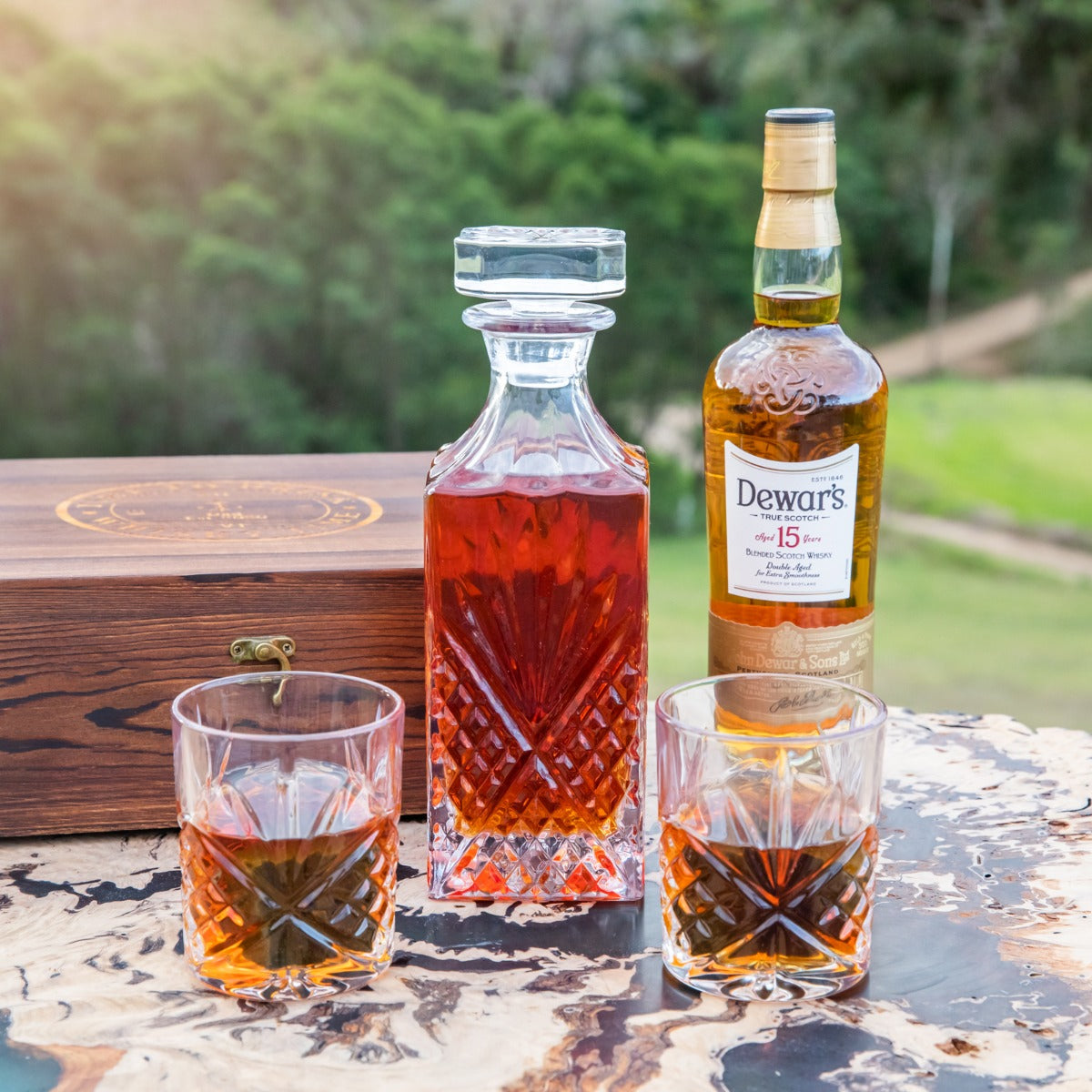 Engraved Wooden Boxed Decanter Set | Personalised Favours