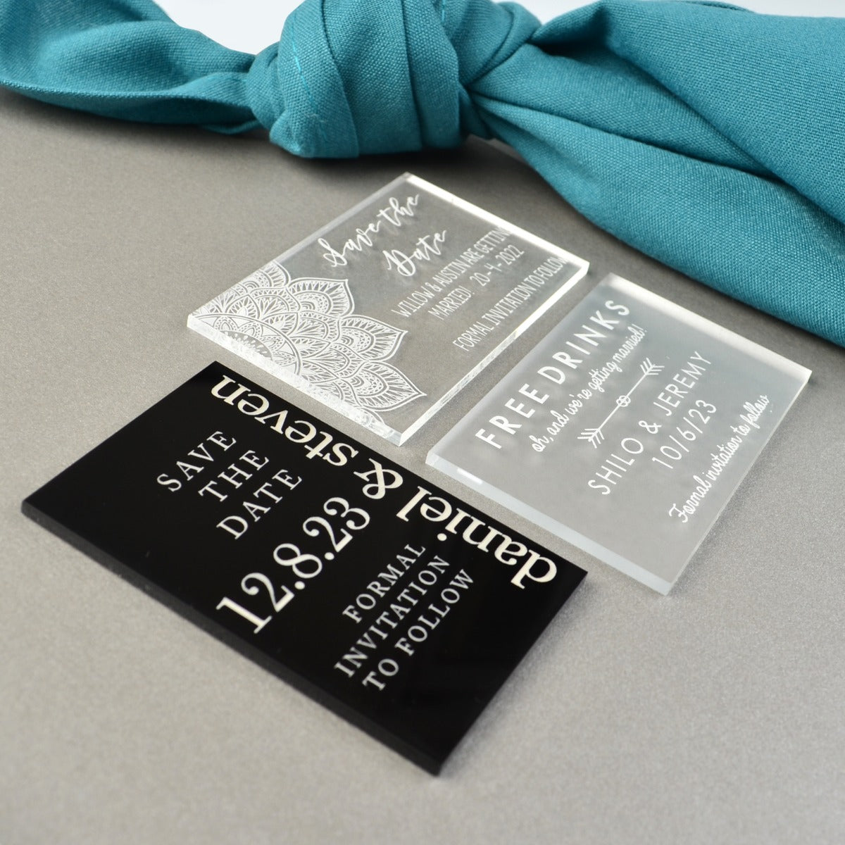 Engraved Rectangle Acrylic Wedding 'Save the Date | Personalised Favours