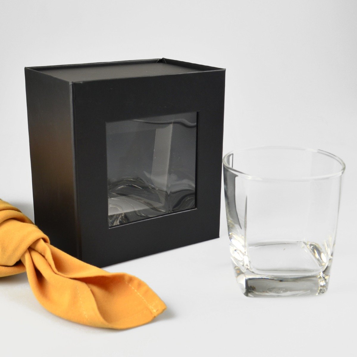 Scotch Glass Magnetic Black Presentation Gift Box | Personalised Favours