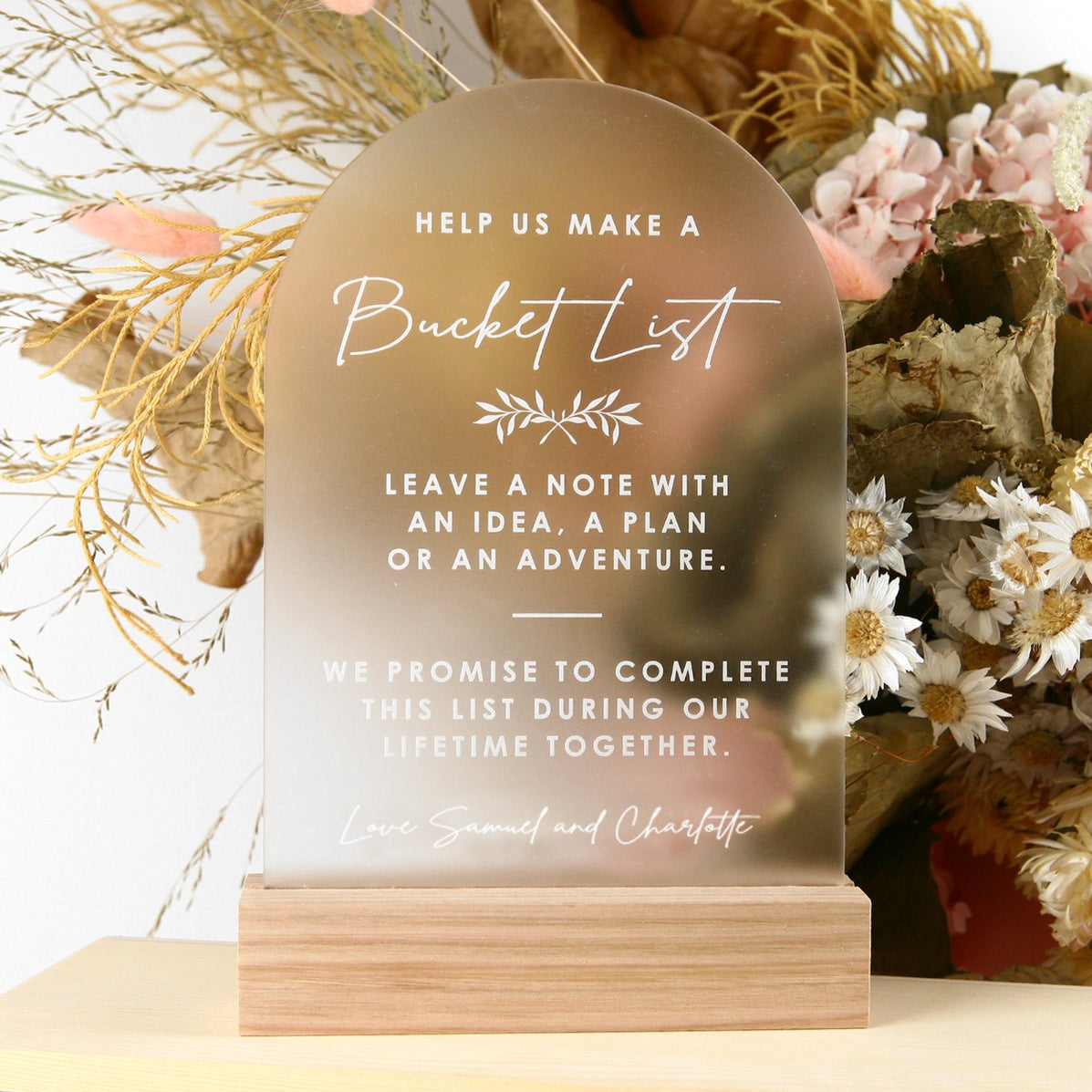 Wedding Bucket List Sign with Wooden Keepsake Box | Personalised ...