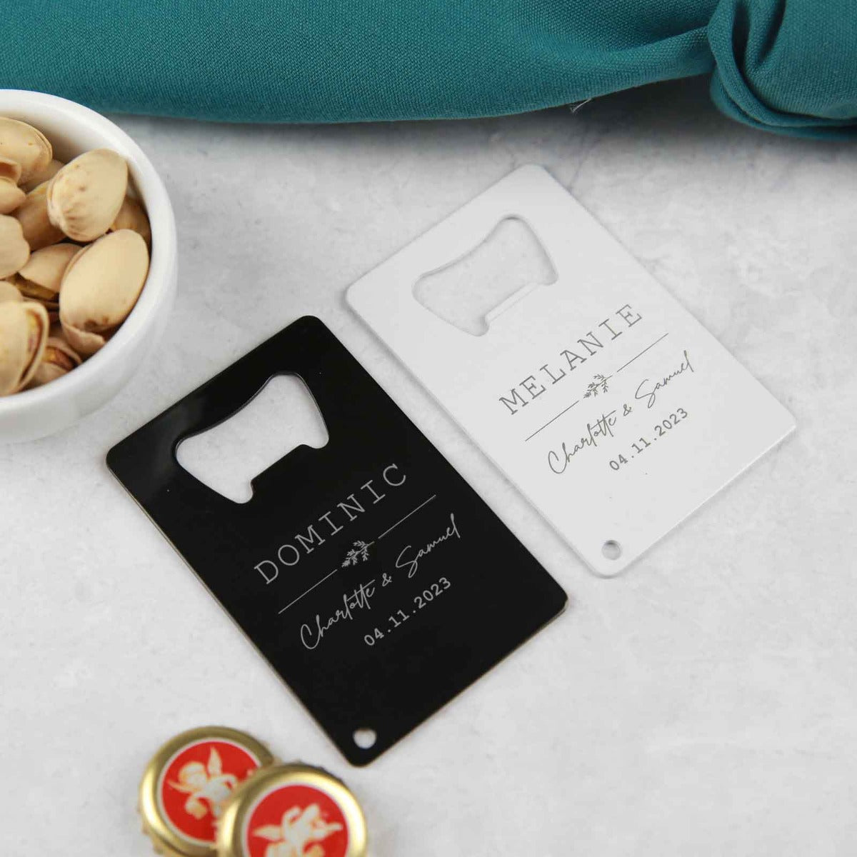 Black & White Wedding Credit Card Bottle Opener | Personalised Favours