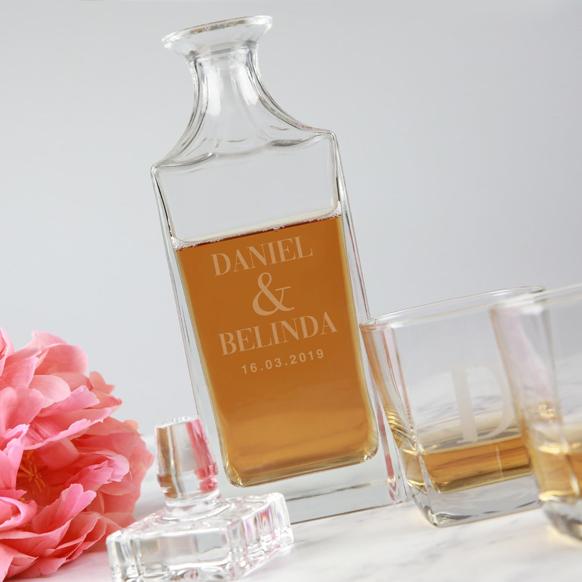 Engraved Wedding Decanter Gift Set | Personalised Favours ...