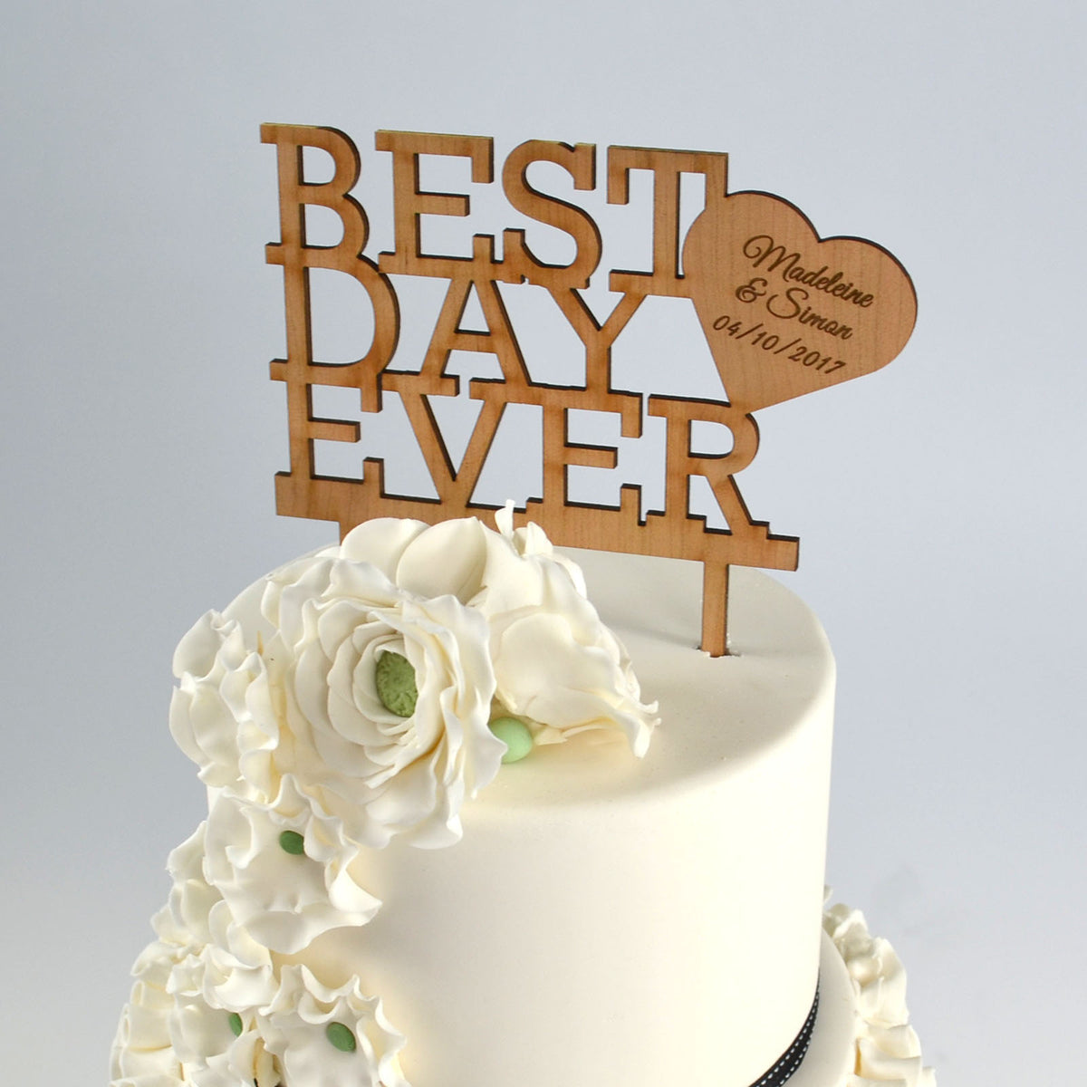 Wooden Best Day Ever Wedding Cake Topper | Free Delivery – Personalised ...