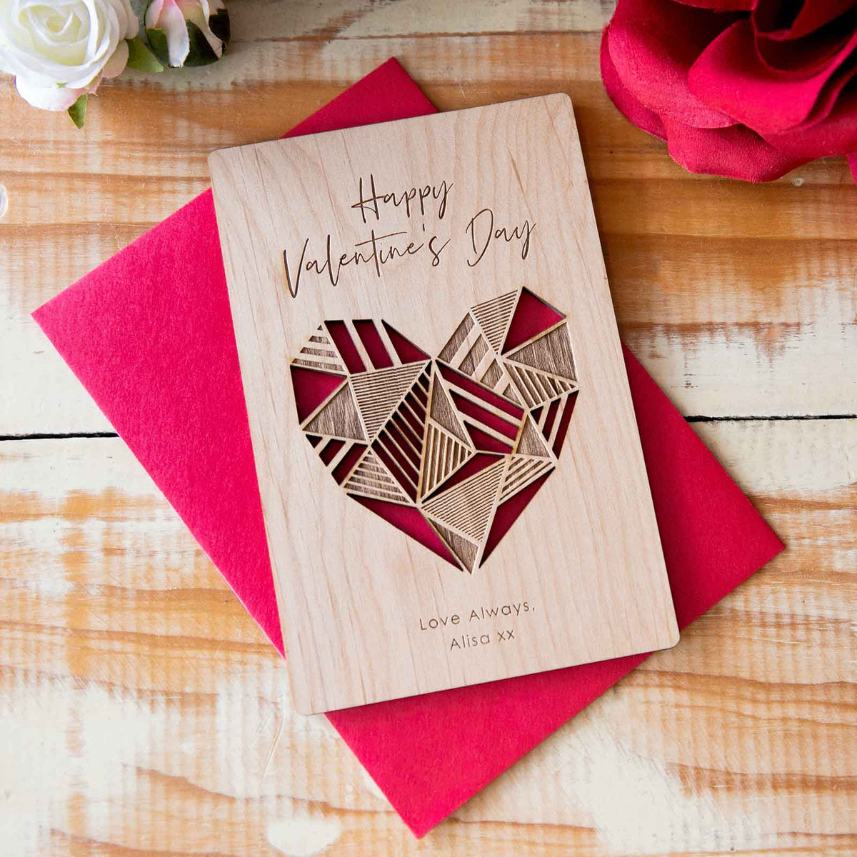 Wooden Valentine's Day Card | Personalised Favours